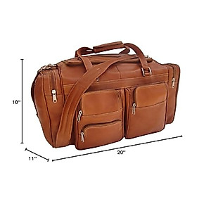 Piel Leather 20In Duffel Bag with Pockets, Saddle, One Size