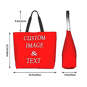 Personalized Shoulder Bag with Custom Text Photo Tote Bag for Women Red One Size
