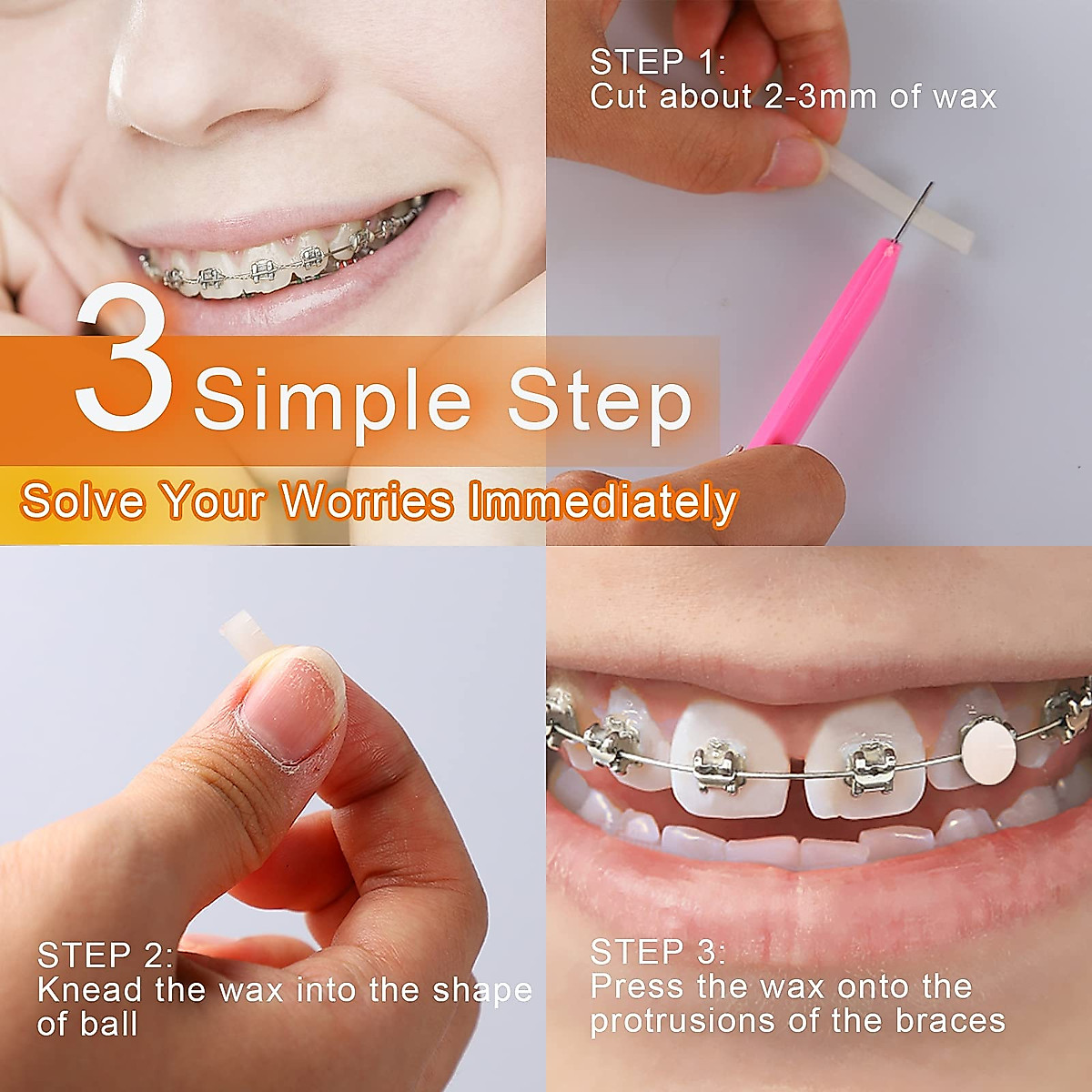 Aoutrow12 PACK Braces Wax Dental Wax with Colorful Storage Cases, 60 Orthodontic Wax Strips for Braces Aligners Wearer