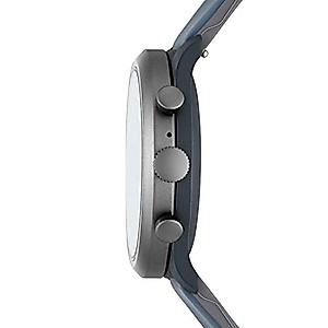 Fossil Men's Gen 4 Sport Heart Rate Metal and Silicone Touchscreen Smartwatch, Color: Grey, Blue (FTW4021)