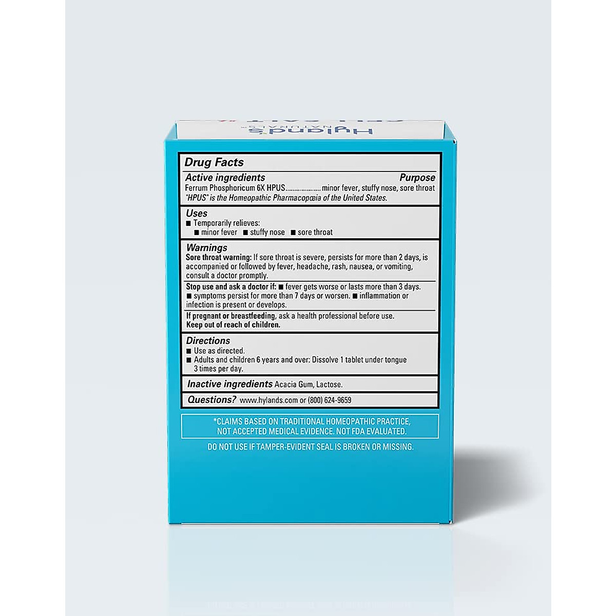 Hyland's Decongestant and Sinus Relief, Inflammation Supplement, Natural Relief of Cold and Fever Symptoms, Naturals #4 Cell Salt Ferrum Phos 6X Tablets, 100 Count