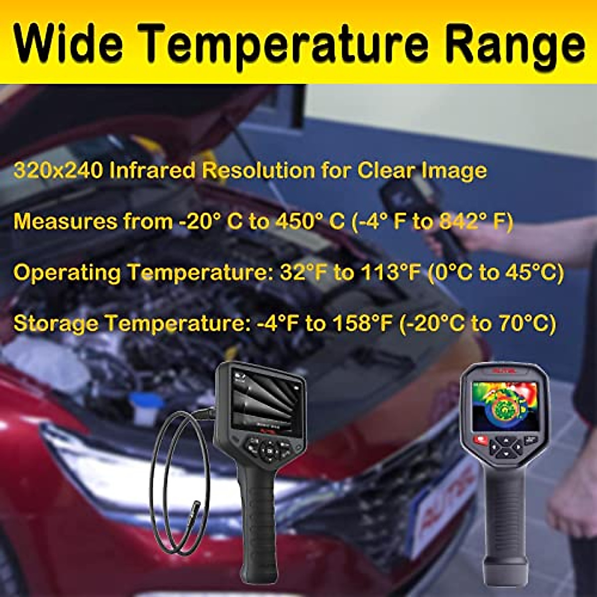 Autel Thermal Camera Autel IR100 Auto-Focus for Instant Thermal Imaging Dual Camera Wi-Fi Image Transfer to PC or MaxiSys Tablet