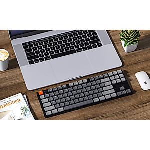Keychron K5 87 Key Ultra-Slim Wireless Bluetooth/USB Wired Mechanical Gaming Keyboard, TKL Tenkeyless RGB LED Backlit Low Profile Brown Switches for Mac Windows, N-Key Rollover, Version 5