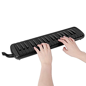 Melodica, 37 Key Melodica Blowpipe Wind Musical Instrument Suitable for Beginner Practice + Bag F37s(Black)
