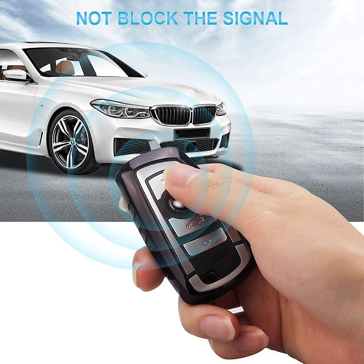 QBUC Key Fob Cover Protective Case, Soft TPU Anti-dust Protection Key Case Shell Keyless Remote Control Smart Car Key Protector for 1/2/3/4/5/6/7 Series and X3 X4 M2 M3 M4 M5 M6(Black)