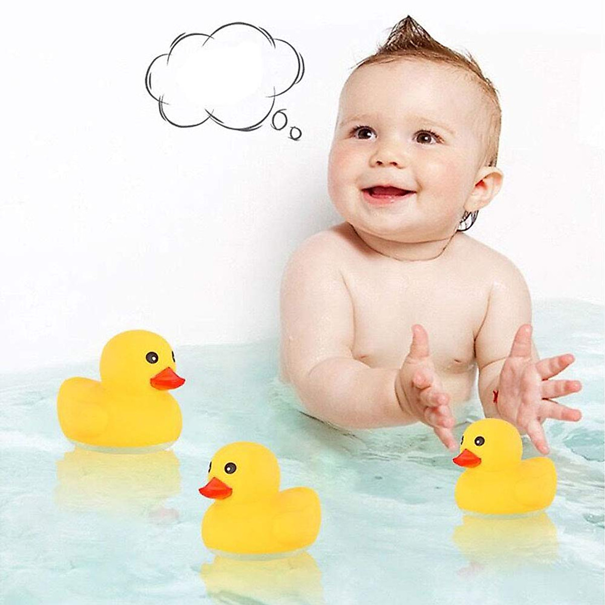 UMBWORLD Preschool Bath Toys Rubber Floating Squeaky Baby Wash Shower Toy for Toddlers Kids Party Decoration 12 Pcs (Yellow Duck)