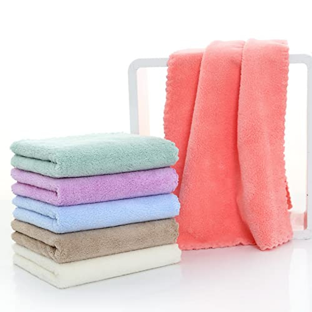 Smalibal 35x75cm Face Towel, Superfine Fiber Shower Towels, Bath Towels Hand Towels, Wash Cloth Towel, Face Washcloths for Bath, Hand, Face, Gym and Spa, Home, Office Blue