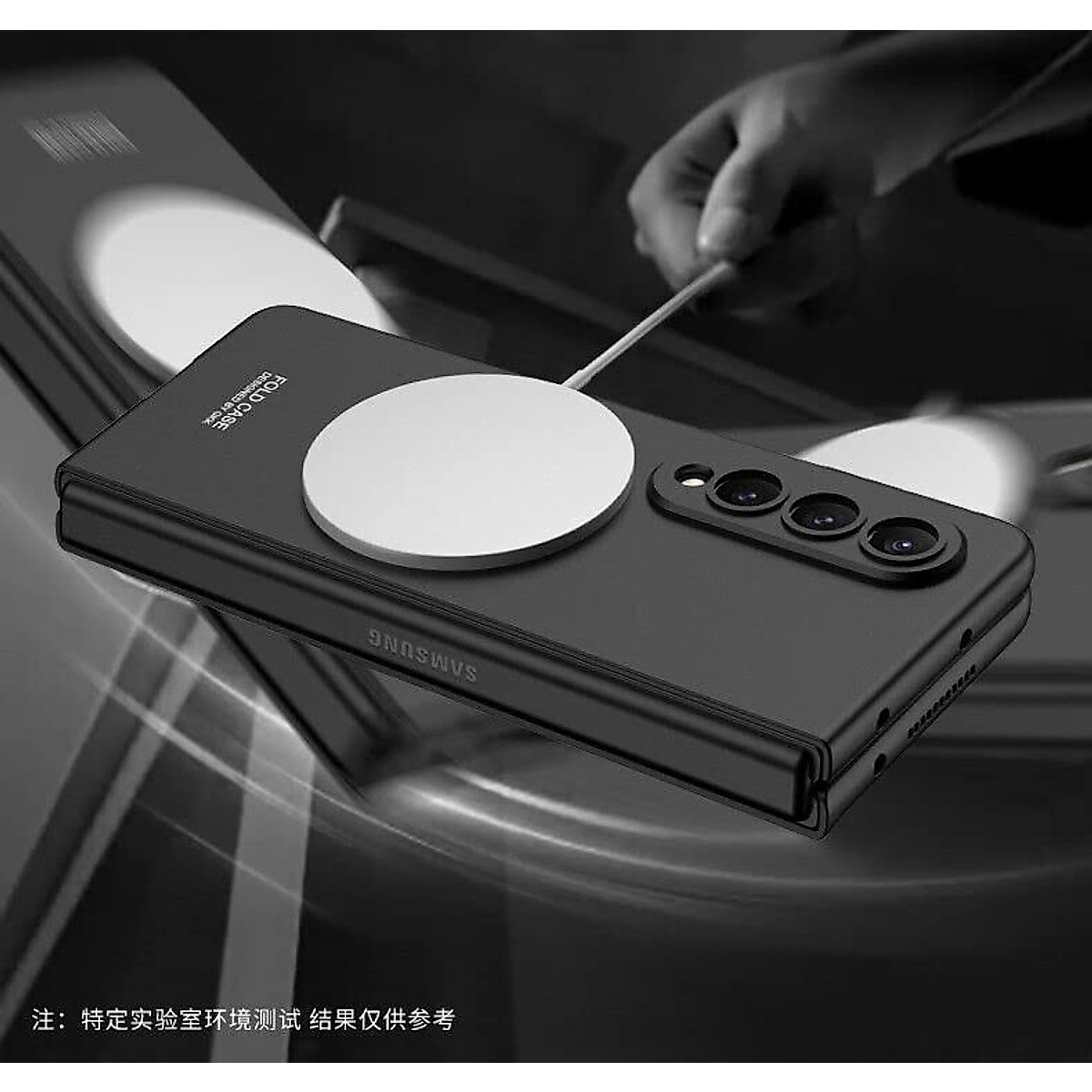 EAXER for Samsung Galaxy Z Fold 3 5G Case, Magnetic Cover Case, Built in Screen Protector Hard Glass Mag Safe Wireless Charging Phone Case (Blue)