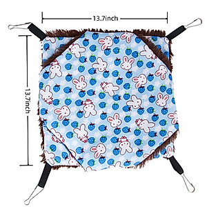 2 PCS 13.7×13.7inch Small Guinea Pig Rat Hammock Guinea Pet Small Animal Hanging Hammock Bunkbed for Sugar Glider Squirrel Playing(Blue and Purple)
