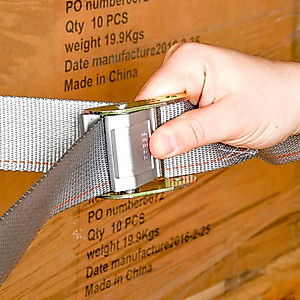 DC Cargo E-Track Cam Buckle Straps Cargo Tie-Downs, (Pack of 4) 2 x 16 Heavy Duty Grey Tie-Down Cam Buckle Straps, Strong Cam Buckle Strap, E-Track Spring Fittings, Tie Down Motorcycle