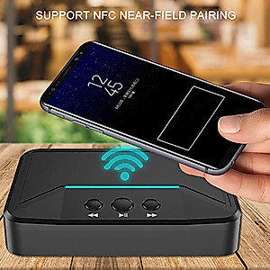 Jopwkuin Bluetooth 5.0 Receiver, NFC Near Field Pairing Perfect Sound Quality BT Receiver Long Range for AV Audio for Playing Music