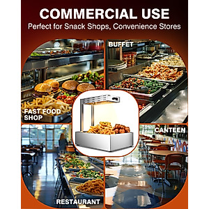 PYY French Fry Warmer Commercial Food Heat Lamp - 500W Food Warmer Light Free-Standing Warming Dump Station 5L Countertop Fries Food Warmer for Chips Churros Buffet Kitchen Restaurants