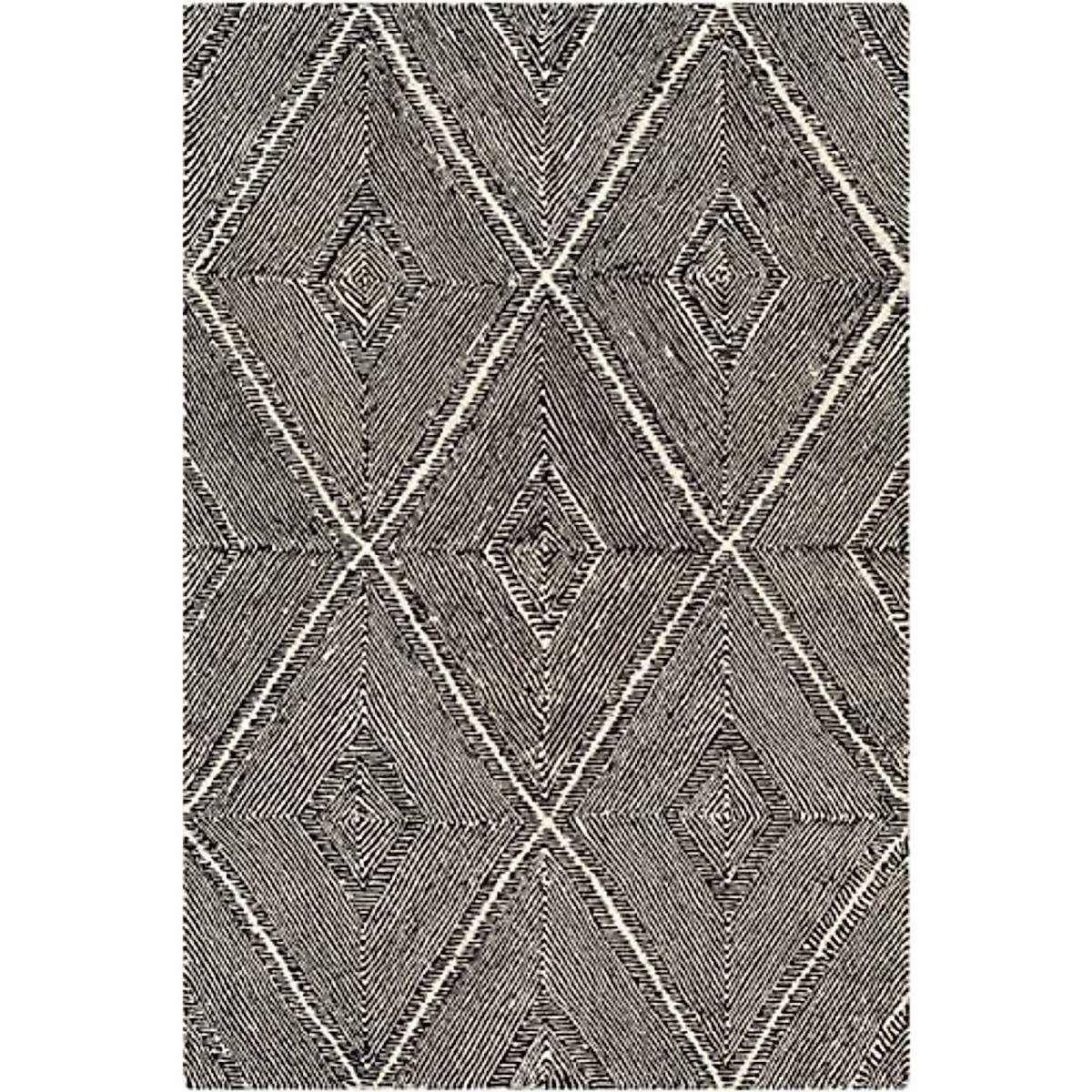 Mark&Day Wool Rugs, 5x7 Rugdijk Global Black Area Rug, Black Beige Carpet for Living Room, Bedroom or Kitchen (5' x 7'6")