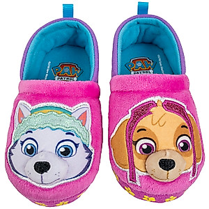 Paw Patrol Girl's Skye and Everest A-Line Plush Slipper, Toddler Size 5/6 to 11/12 (Pink Purple, Numeric_7)
