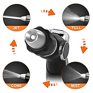 Flemoon Garden Hose Nozzle Sprayer, High Pressure, Heavy Duty Metal, Thumb Flow Control, Leak Free, Metal Water Hose Nozzle Spray to Wash Cars and Clean Floors, Silver