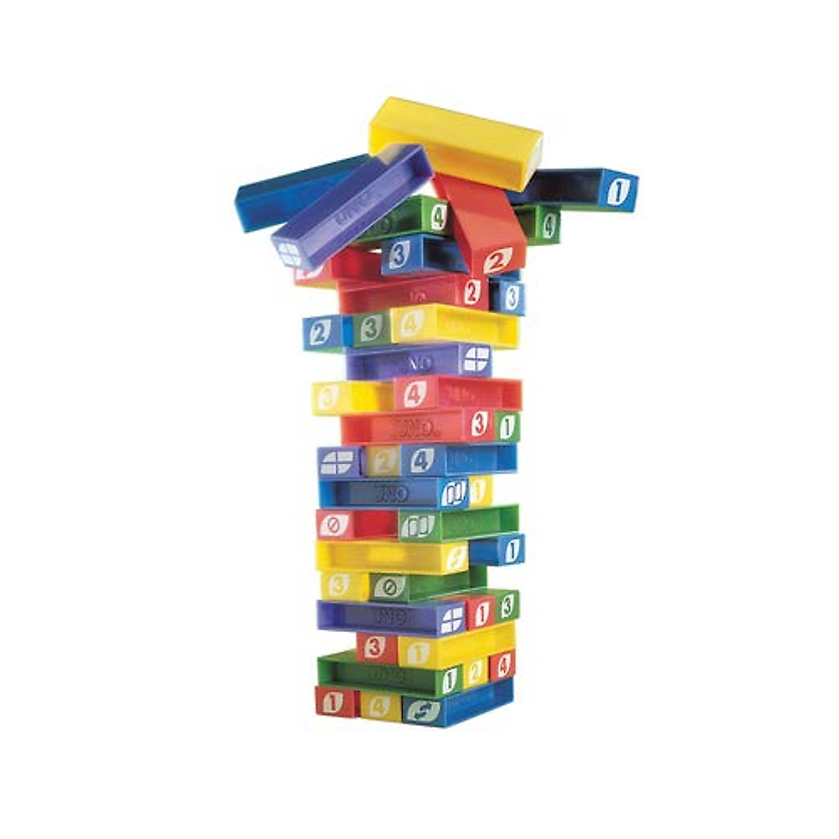 Mattel Games UNO StackoGame for Kids and Family with 45 Colored Stacking Blocks, Loading Tray and Instructions, Makes a Great Gift for 7 Year Olds and Up (43535)