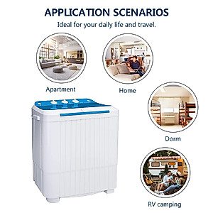 Portable Washing Machine Twin Tub 16.5lbs Laundry Machine Small Compact Washer and Dryer Combo for Household Use Camping RV’s Apartments Dorms Rooms