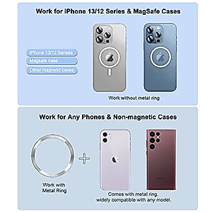 LOVE 3000 Magnetic Phone Ring Holder Stand for Magsafe 360° Rotation Phone Grip Cell Phone Ring Holder Finger Compatible with iPhone 14/13/12 All Smartphone Accessories with Metal Ring - Light Blue