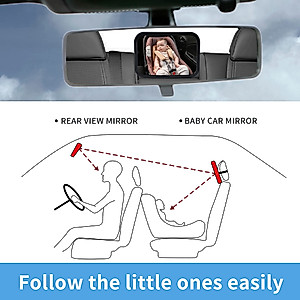 SZJHKJ Baby Car Mirror, Safety Car Seat Mirror for Infants, Wide Crystal Clear View, No Assembly Required, Adjustable, Crash Tested and Anti-Fall Double Seat Belt