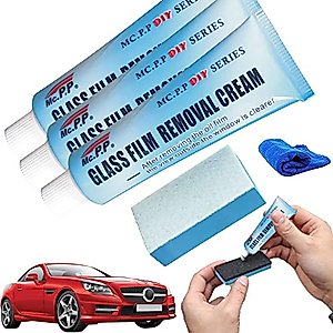LONGLUAN Car Glass Oil Film Cleaner - Glass Film Removal Cream - Car Glass Oil Film Cleaner Safety and Long-term Protection - Glass Stripper Water Spot Remover with Sponge and Towel (3)