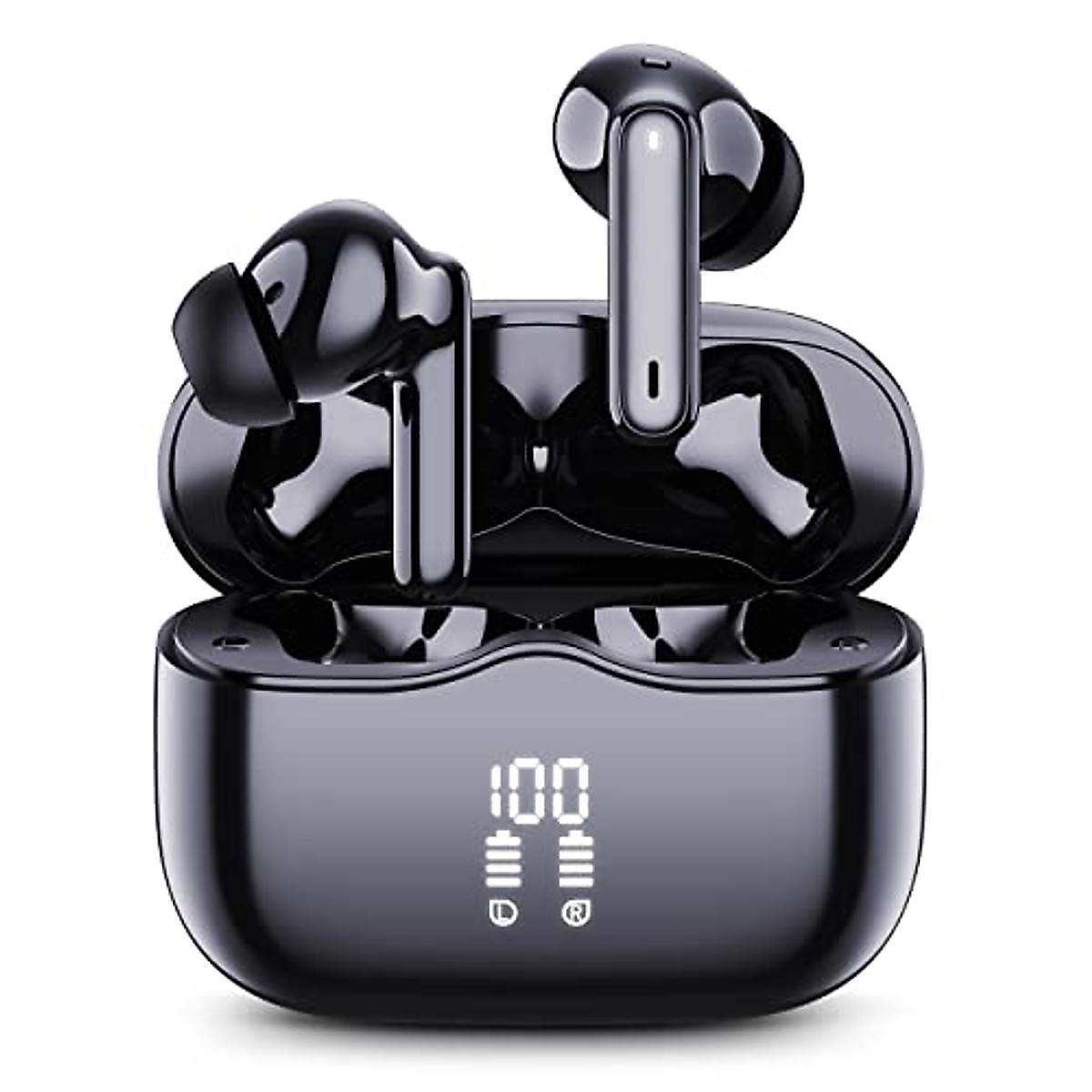 Wireless Earbuds, Headphones Wireless Bluetooth 5.3 Ear Buds, Wireless Headphones with Mic, 36H Playtime Noise Canceling Headphones with LED Display, IP7 Waterproof Earphones for Android IOS, Black