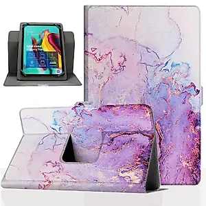 Pudazvi Universal 9.5"-10.5" Inch Tablet Case,360 Degree Rotatable Kickstand Multiple Viewing Stand Case Cover for 9.6" 10" 10.1" 10.5" and All 9.5-10.5 Inch Touchscreen Tablet,Marble Purple