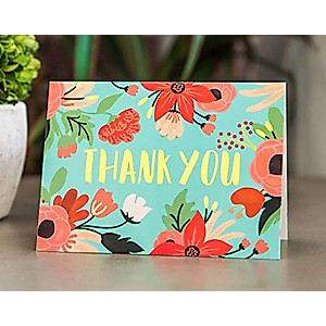Sweetzer & Orange Floral Thank You Cards Bulk Box Set of 48 Blank Cards with Envelopes - Baby Shower Note Cards, Wedding Thank You Cards or Bridal Shower Thankyou Card - 4.25 x 5.75