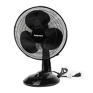 Impress 12 Inch 3 Speed Oscillating Table Fan in Black