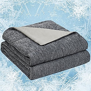 PHF Clever Cooling Blanket King Size, Arc-Chill Cold Tech Fabric Cooling Comforter for Hot Sleepers Night Sweats, Lightweight Soft Breathable Silk Smooth Summer Blanket, 108"x90", Charcoal Grey