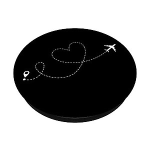 Love Travel Airplane Heart Flying Destination Traveling PopSockets Grip and Stand for Phones and Tablets
