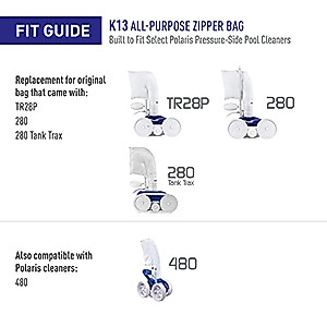 Polaris Genuine Parts K13 All-Purpose Zipper Replacement Debris Bag, For Automatic Pressure Pool Cleaner Vac-Sweep 280