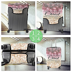 Luggage Covers for Suitcase TSA Approved,Elastic Washable Suitcase Cover Protector, I can do all things through christ Luggage Cover Sleeve Wrap for 19/ 20/ 21 Inches Suitcase Travel Accessories