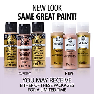 FolkArt Acrylic Metallic Paint, Non Toxic, 2 Fl Oz (Pack of 1), Pure Gold