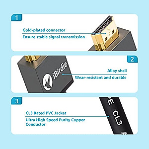 iBirdie 8K HDMI 2.1 Cable 15 Feet CL3 in Wall Rated 8K60Hz 4K120Hz eARC ARC HDCP 2.3 2.2 Ultra High Speed Compatible with Dolby Vision Roku Sony LG Samsung PS5 PS4 Xbox Series X RTX 3080 3090