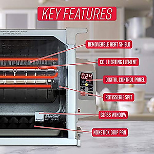Ronco ST5000PLAT Digital Showtime Rotisserie, Platinum Edition, Cooks Food Perfectly Every Time, 3 Cooking Modes: Roast, Sear, and No Heat Rotation, Stainless Steel