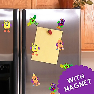 4E's Novelty Halloween Crafts for Kids (12 Pack) Silly Monsters Foam Magnet Fall Crafts for Kids Bulk, Halloween Party Activities for Kids Ages 3-5, 4-8