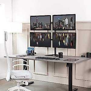 VIVO Quad 13 to 30 inch Monitor Free-Standing Mount, Fully Adjustable Desk Stand, Holds 4 Flat or Curved Display Screens, STAND-V004F
