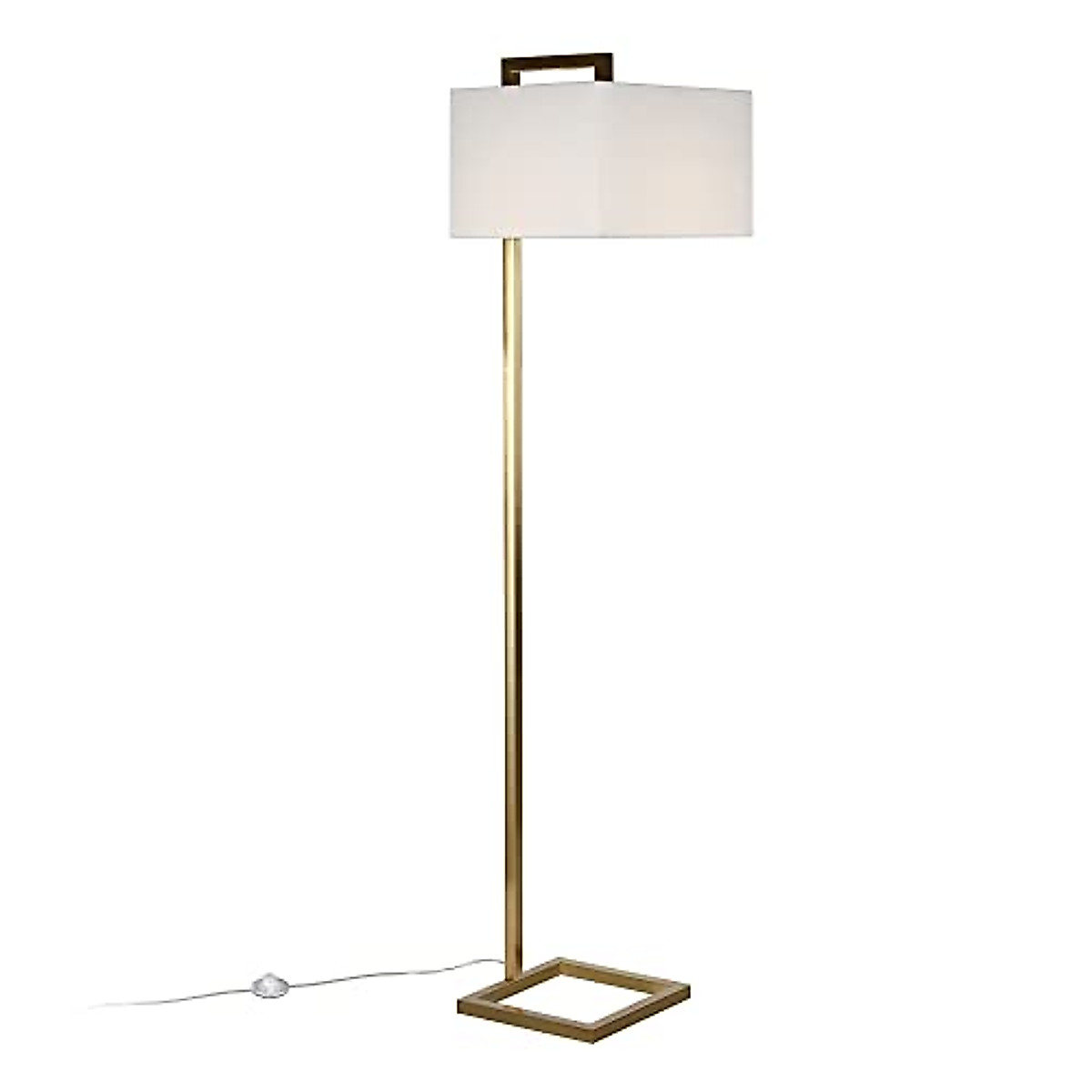 Grayson 68" Tall Floor Lamp with Fabric Shade in Brass/White