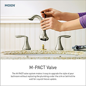 Moen Gibson Matte Black Two-Handle High Arc Widespread Bathroom Sink Faucet for 3-Hole Setups with Valve Included, TV6142BL