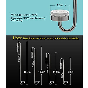Clscea Aquarium Stainless Steel CO2 Diffuser Atomizer with Integrated Check Valve for Rimless Tanks 25cm