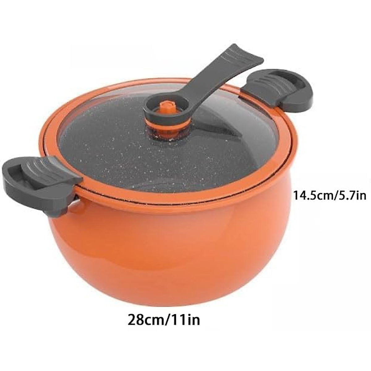 Non Stick Pressure Cooker,Thickened and Durable Medical Stone Soup Pot 8L Large Capacity Micro Pressure Cooker with Transparent Glass Lid (Orange)