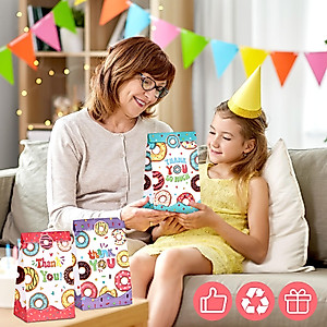 Shindel 24PCS Party Favor Bags, Donut Gift Bags with Stickers Paper Candy Bags Goodie Bags for Party Decoration 4.7" x 3.1" x 8.7"