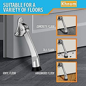 Door Stopper - 2 Pack 4 Inch Door Stop, Door Stops Kickstand, Door Stopper Hinge, Non-Slip Rubber, Metal Door Stopper, Door Holder, Door Stoppers