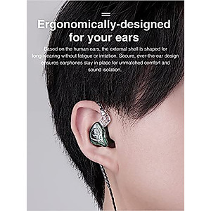 FEDAI TRN MT1 1DD HiFi Earphone Headphone, TRN MT1 in-Ear Earbud with New 10mm Composite Magnetic Dynamic Driver Over Ear Headset with Detachable C Pin 0.75MM Cable(No mic,Black)