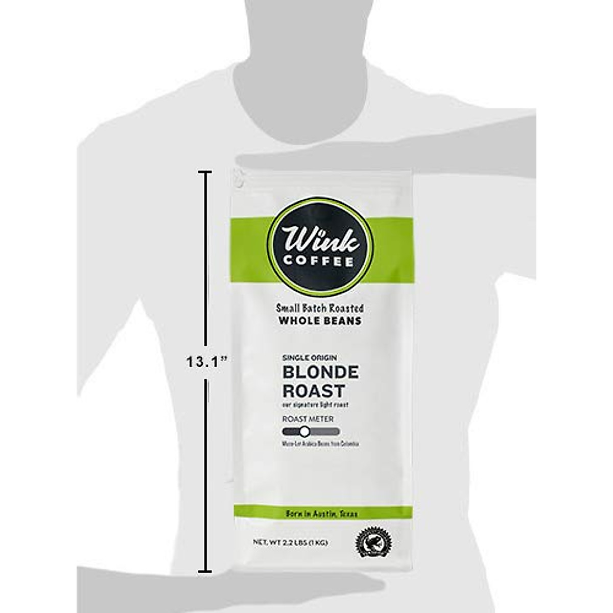 Wink Blonde Roast Whole Bean Coffee, Large 2.2 Pound Bag, 100% Arabica Coffee Beans, Single Origin Colombian, Smooth, Light, and Complex