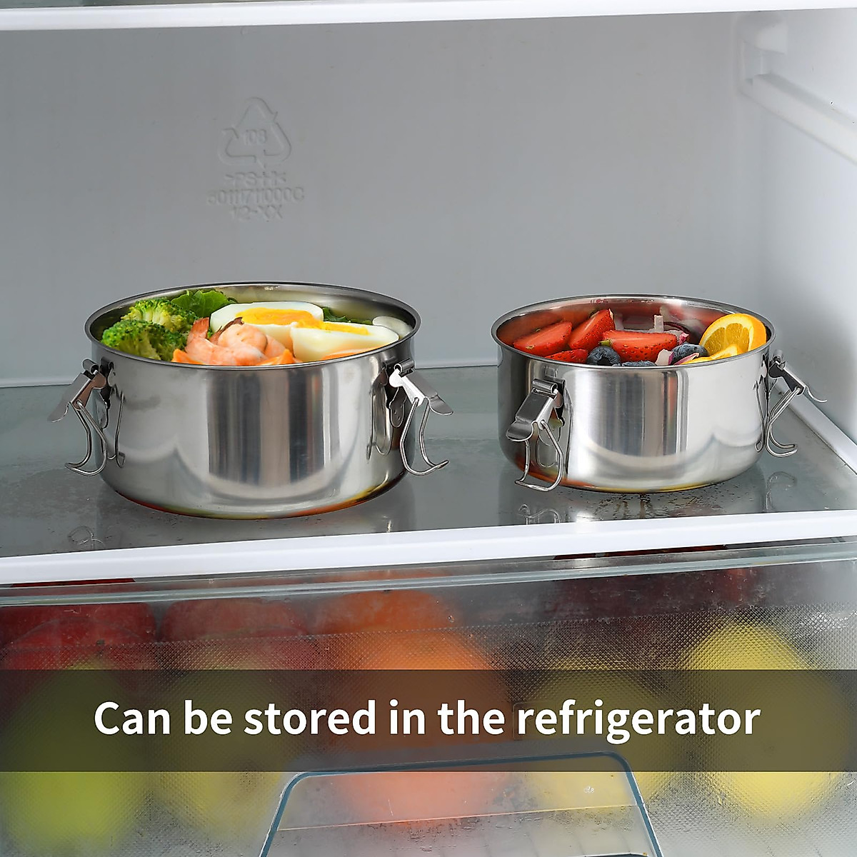 YLARMY Stainless Steel Airtight canisters Food Storage Containers with Lid for Camping Trips Picnic Metal Meal Prep Bento Lunch Boxes Kimchi Container Leak-Proof Smell-Proof for Snacks Salads