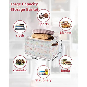 Valentine's Day Storage Bins with Handles, Love Heart Cake Arrow Math Ombre Storage Basket for Shelves, Cube Storage Organizer Bins for Toys, Closet (1 Pack, 15" x 11" x 9.5")