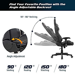 Goplus Gaming Desk & Chair Combo Set, Racing Style X Shaped E-Sport Gamer Desk & PVC Computer Chair w/Cup & Headphone Holder, Mouse Pad, Headrest & Massage Lumbar Support for Home Office (Grey)