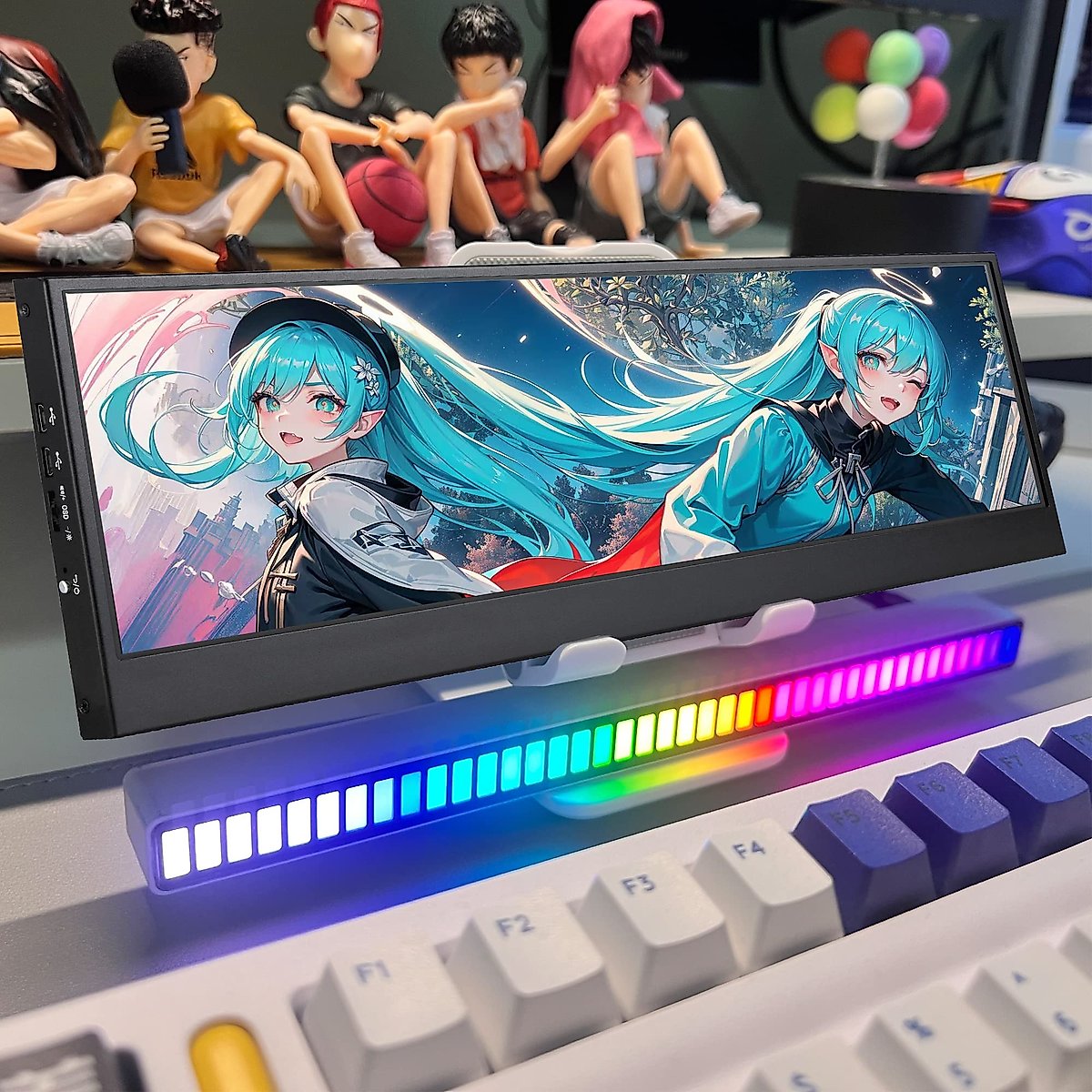 wisecoco 14'' 4K UHD IPS 3840x1100 Stretched Bar Touch Screen Display Monitor for Laptop Computer PC Speed Temperature Windows Aida64 CPU GPU HDMI Secondary Monitor for Music Media Timeline Editing