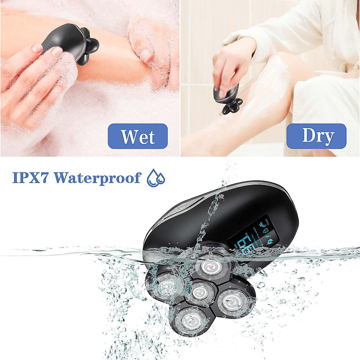 NETB 5 in 1 Women Razor for Legs Bikini Face Underarm Body,Painless Electric Shaver for Women with LED Display,Waterproof Lady Shavers Electric Rechargeable Hair Trimmer